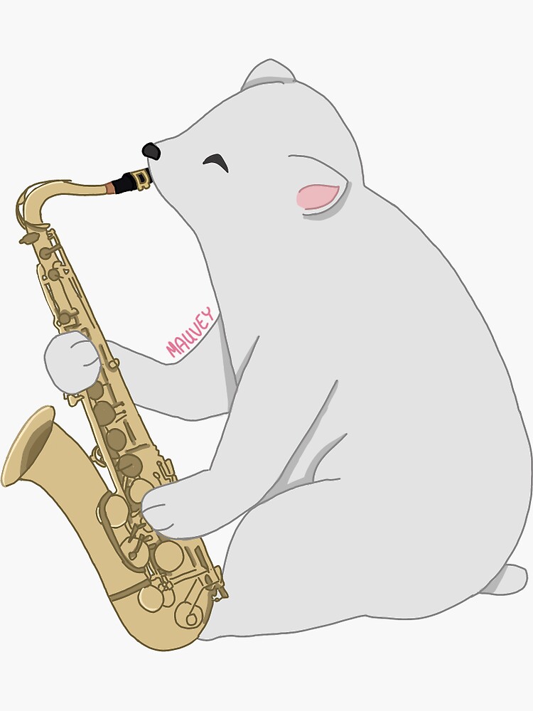 "polar bear playing tenor sax" Sticker for Sale by practiceyourins ...