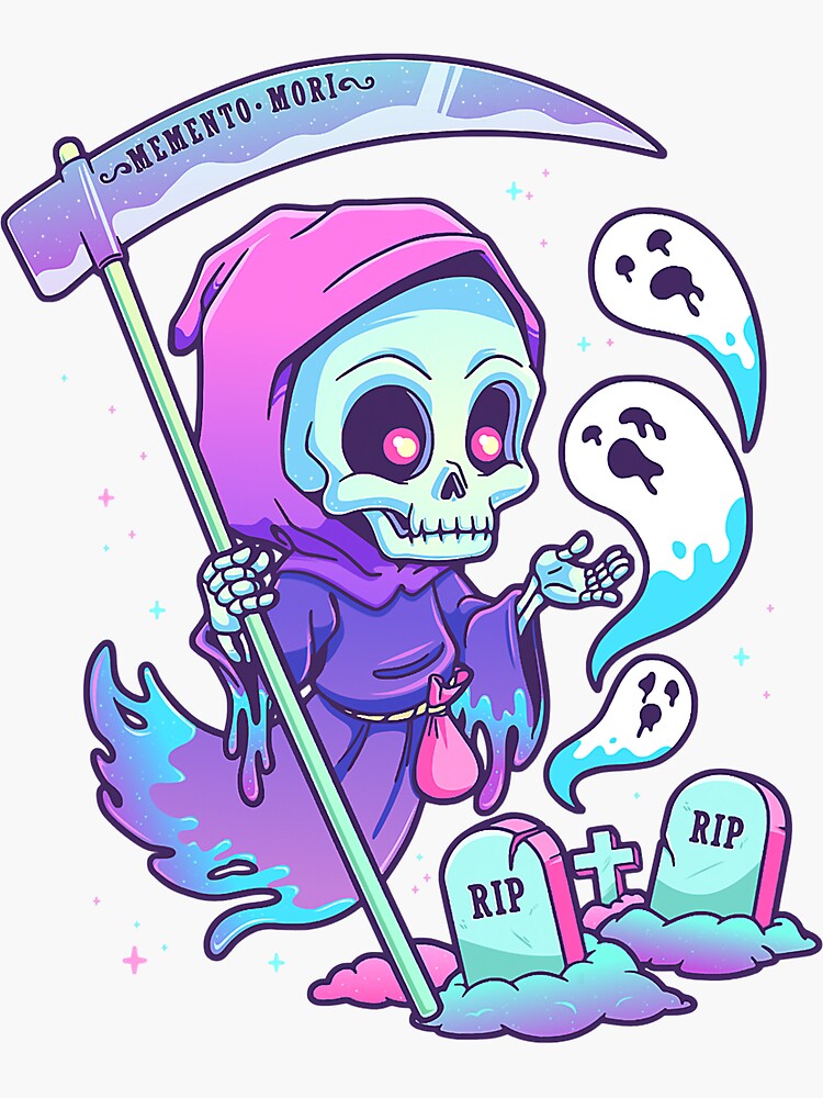 "Pastel Goth Creepy Death Grim Reaper Kawaii Occult Menhera" Sticker ...