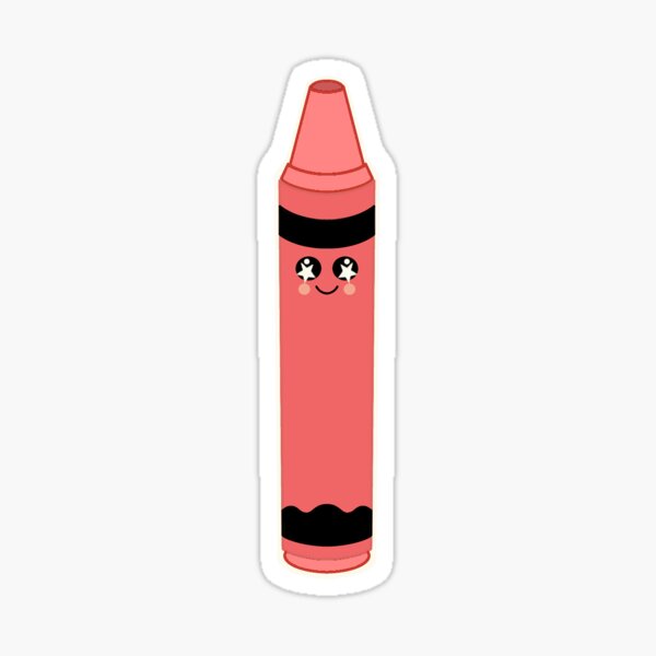 "Happy Pink Crayon" Sticker for Sale by DanTheArtistMan | Redbubble