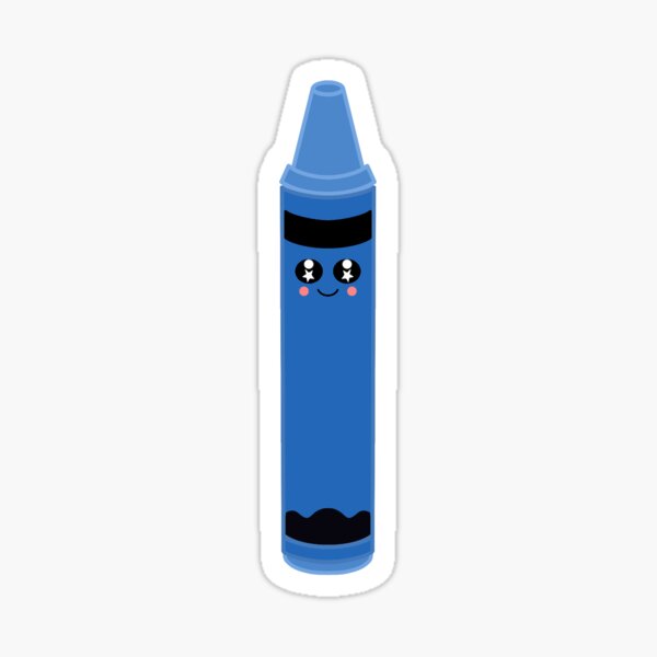 "Happy Blue Crayon" Sticker for Sale by DanTheArtistMan | Redbubble