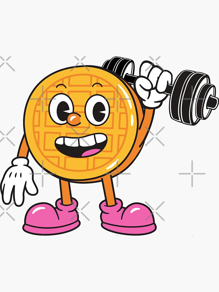 "Do it for the Waffles - Workout Vintage Cartoon Weightlifting" Sticker ...