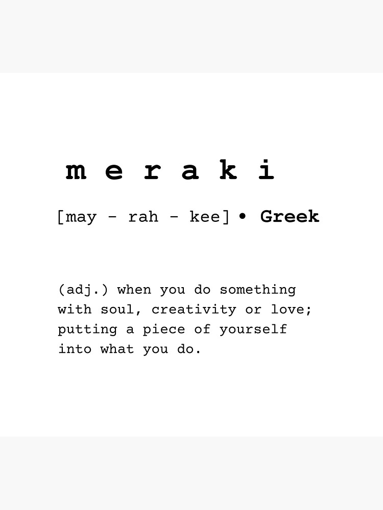 "MERAKI- WORD DEFINITION" Poster for Sale by loladesigner1 | Redbubble