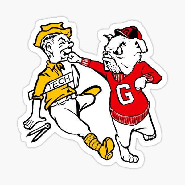 Georgia Mascot Vs Ga Tech Engineer Sticker For Sale By Osprey34