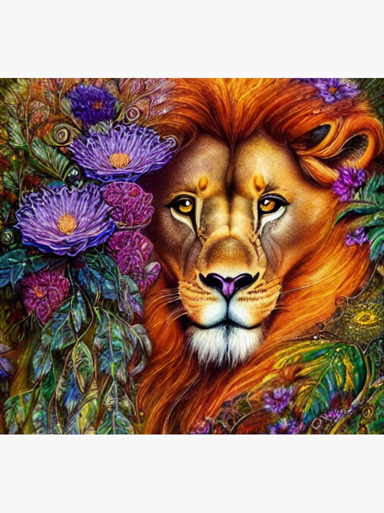 "African Lion, South African, Lion in Flower mane" Sticker for Sale by ...