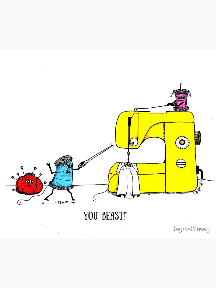 "Evil Sewing Machine Cartoon" Sticker for Sale by JaymeKinsey | Redbubble