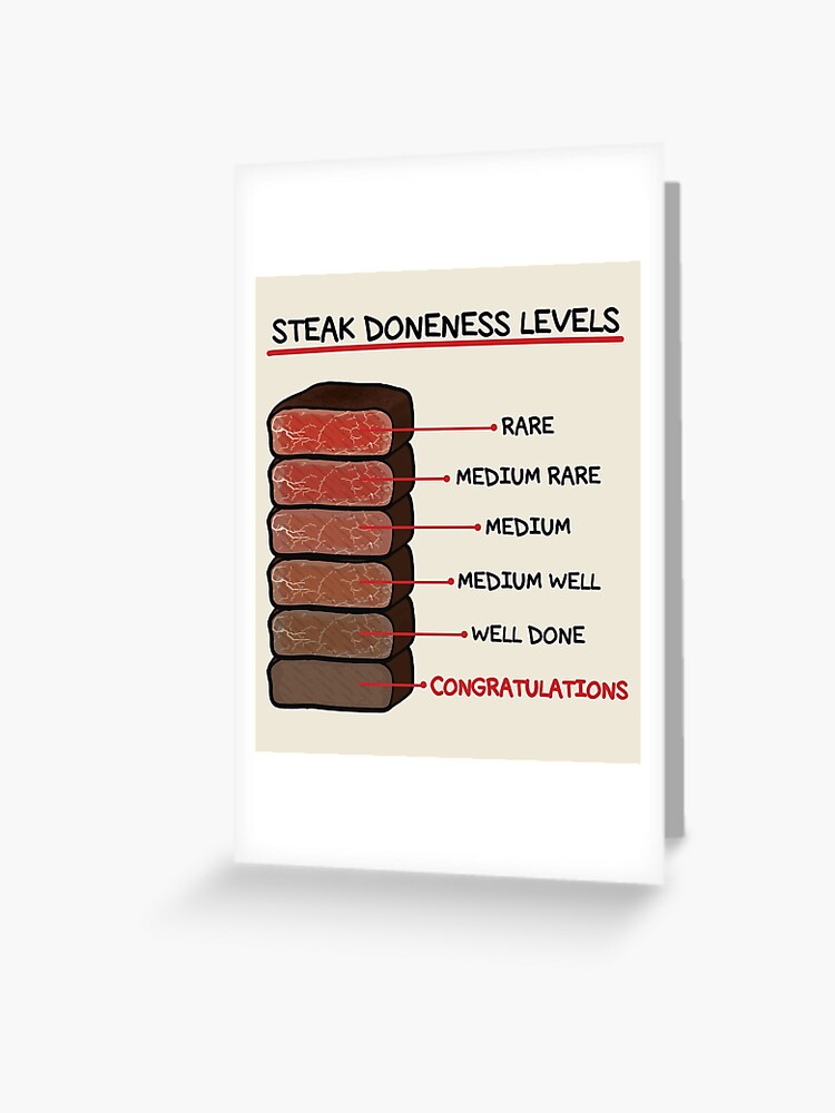 "Steak Doneness Levels Chart Funny " Greeting Card for Sale by ...