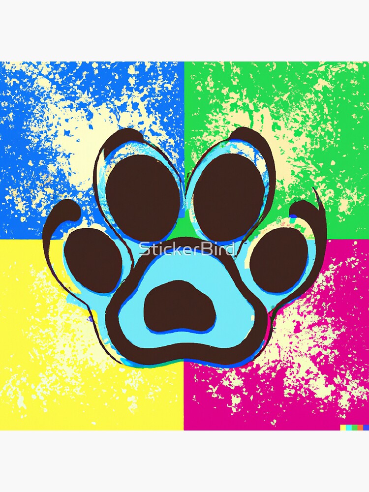 "Retro Pop Art Paw Print Design" Sticker for Sale by StickerBird ...