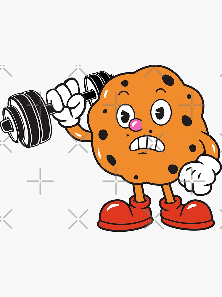 "Tough Cookie - Workout Vintage Cartoon Weightlifting" Sticker for Sale ...