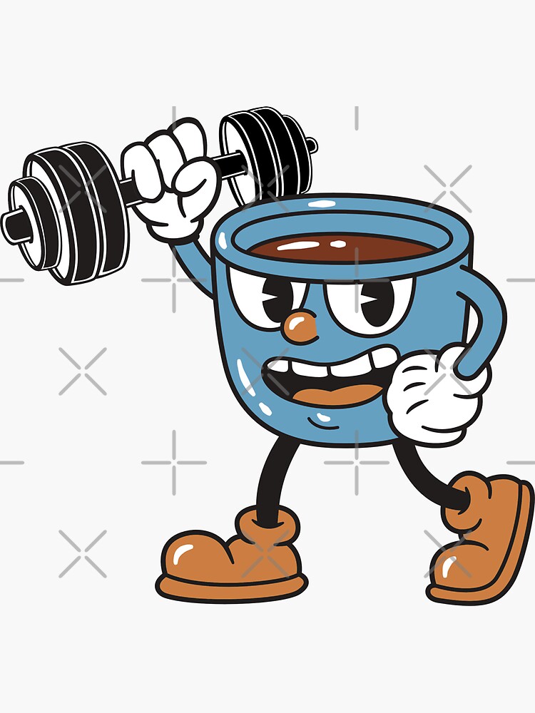 "Caffeinated and Motivated - Workout Vintage Cartoon Weightlifting ...