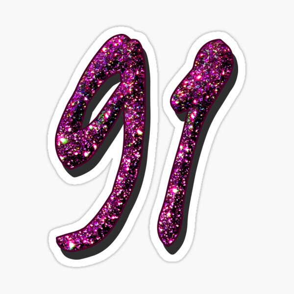 "91 purple glitter numbers" Sticker for Sale by GlamourChick | Redbubble
