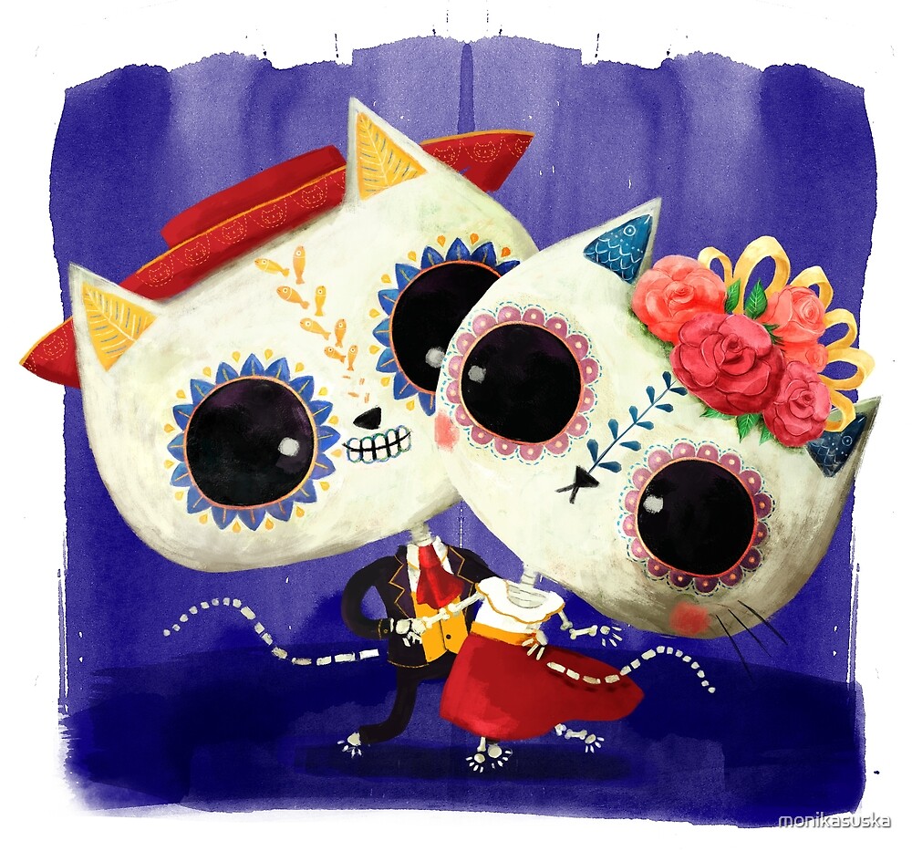 "Mexican Cute Cats Couple" by monikasuska | Redbubble
