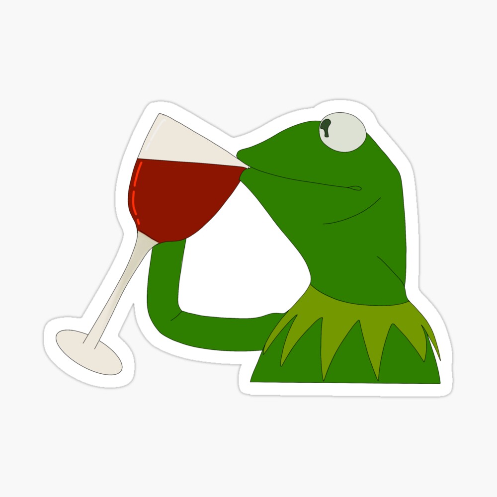 Kermit Drinking Wine Frog Drinking Wine Mushroom Toadstool Sign For