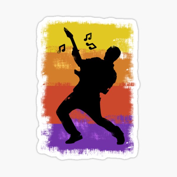 "Guitar Rock Music For Guitarists Retro" Sticker for Sale by DanDesignn ...