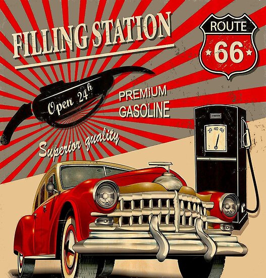 "ROUTE 66 : Vintage Highway Advertising Print" Poster by posterbobs ...