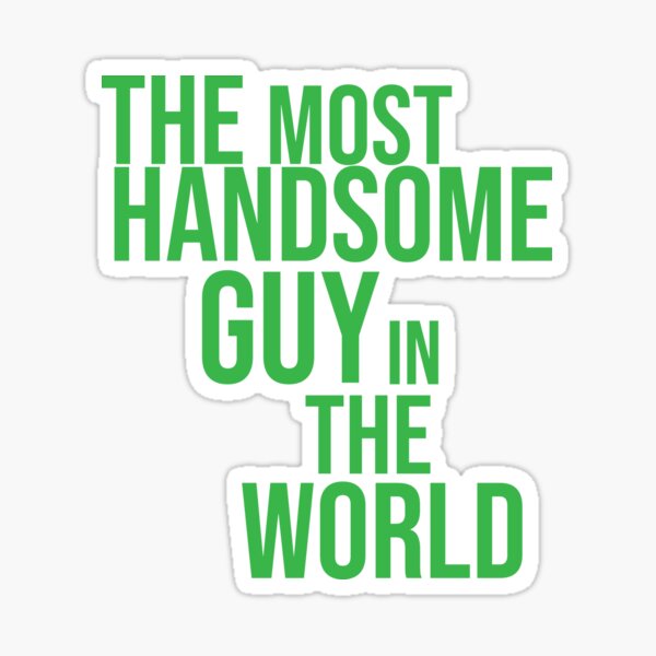 "colorful text "The most handsome guy in the world" design" Sticker for ...
