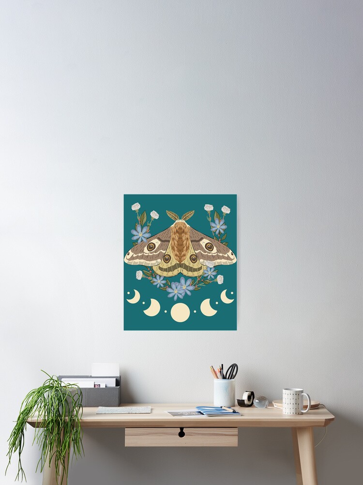 "Cottagecore Moth Luna Aestethic Flowers and Moon Goblincore" Poster ...