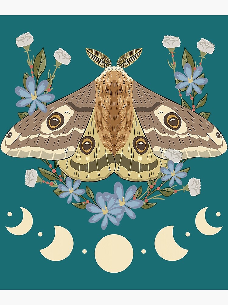 "Cottagecore Moth Luna Aestethic Flowers and Moon Goblincore" Poster ...