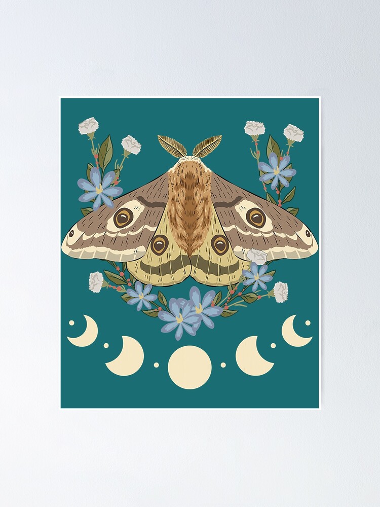 "Cottagecore Moth Luna Aestethic Flowers and Moon Goblincore" Poster ...