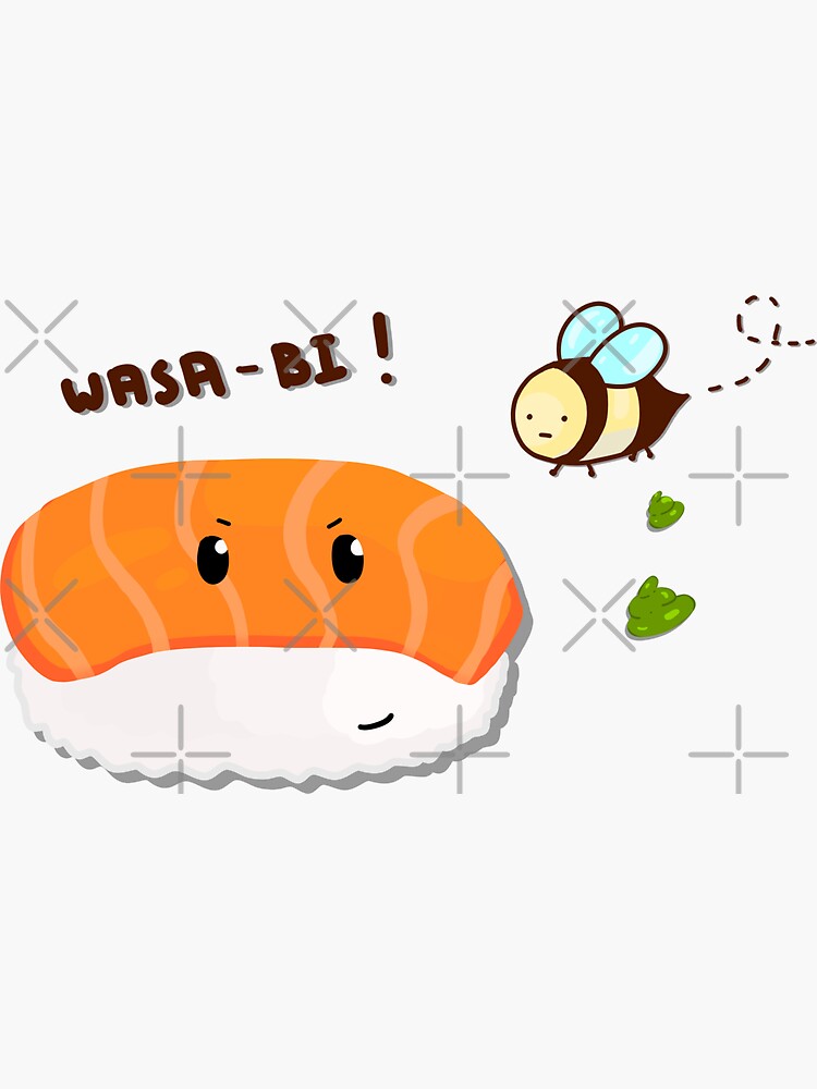 "" Wasa-bi " Salmon Sushi and the Bee " Sticker for Sale by ReddyBeanie ...