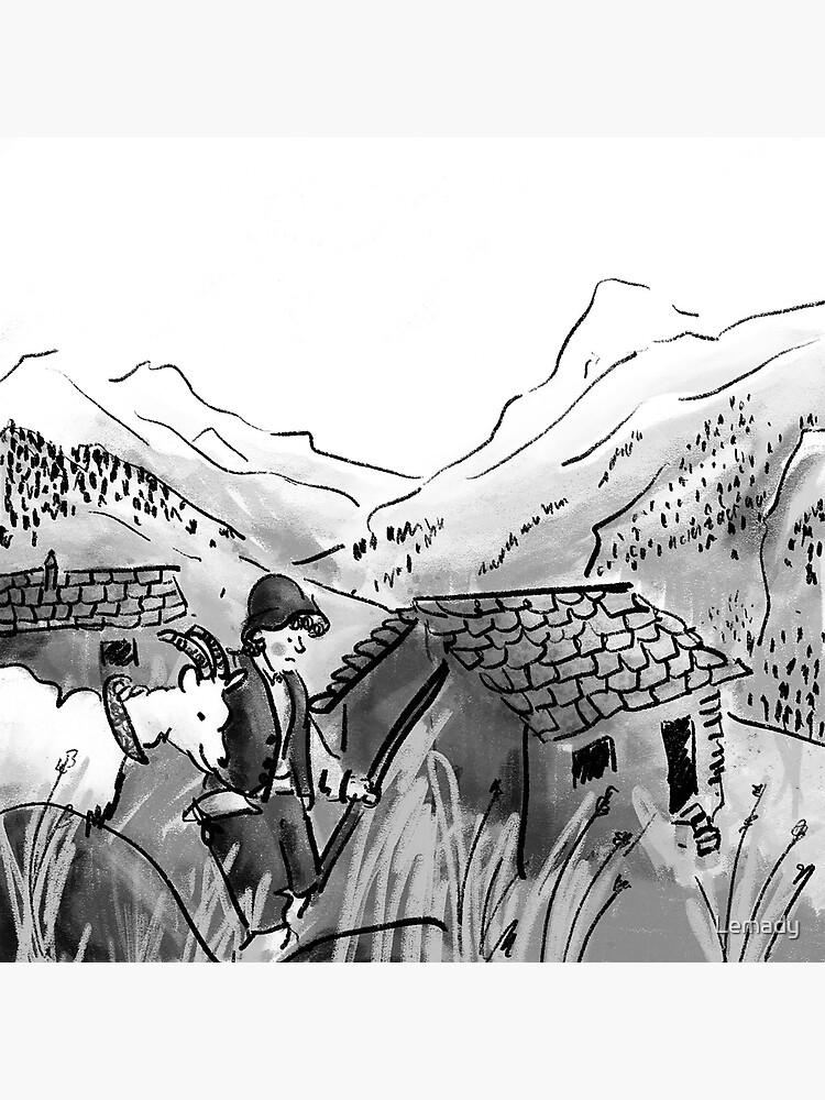 "Folktale week - Shepherd Boy and Goat in the Swiss Alps (Black and ...