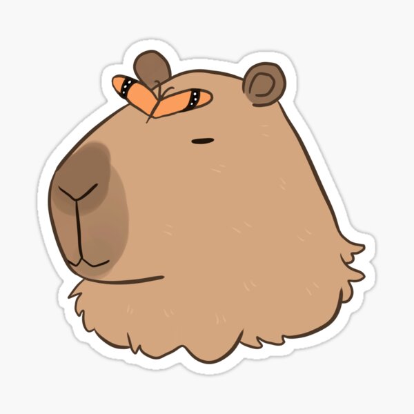 "Cute cartoon Capybara with a butterfly" Sticker for Sale by Yarafantasyart | Redbubble