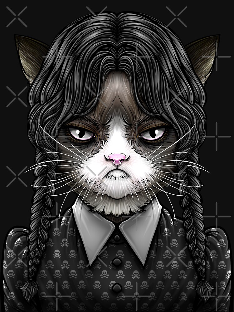 "Wednesday addams CAT" T-shirt for Sale by lillyrise | Redbubble ...