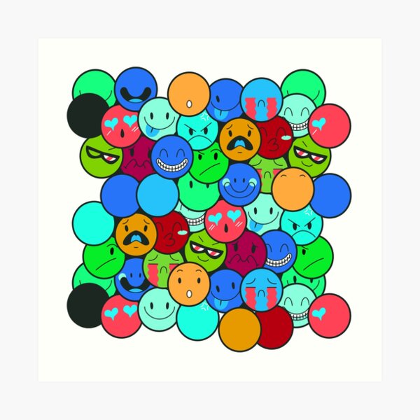 "Cute Emoji Faces | Happy Face | Angy Face - C2" Art Print for Sale by ...