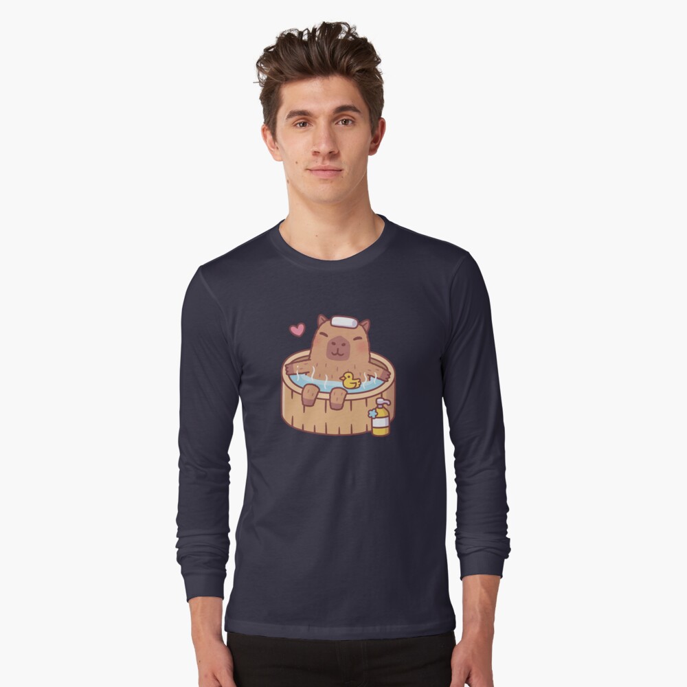 "Cute Capybara and Ducky Relaxing in Hot Bath" Sticker for Sale by ...