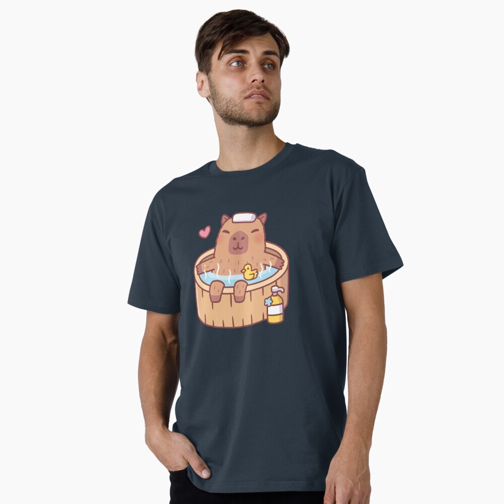 "Cute Capybara and Ducky Relaxing in Hot Bath" Sticker for Sale by ...