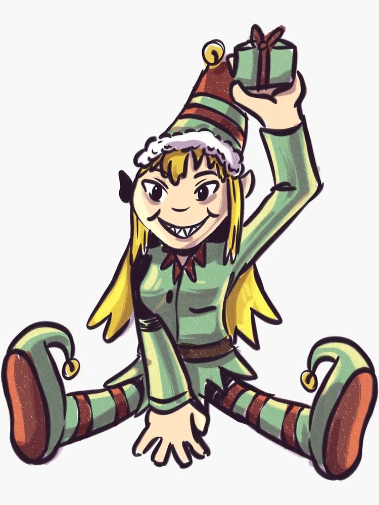 "Evil Christmas Elf throwing a present " Sticker for Sale by ...