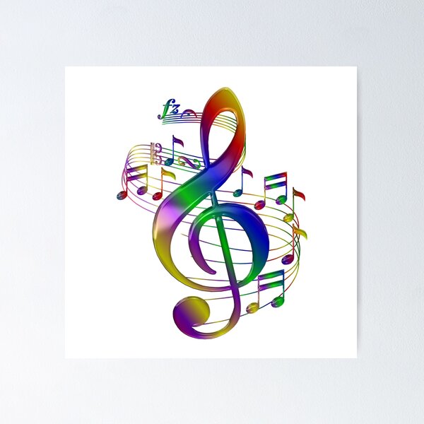 "Colorful Treble Clef With Music Notes" Poster for Sale by CoolDoodles ...