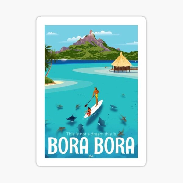 "Vintage Style Bora Island" Sticker for Sale by carrascomichael | Redbubble