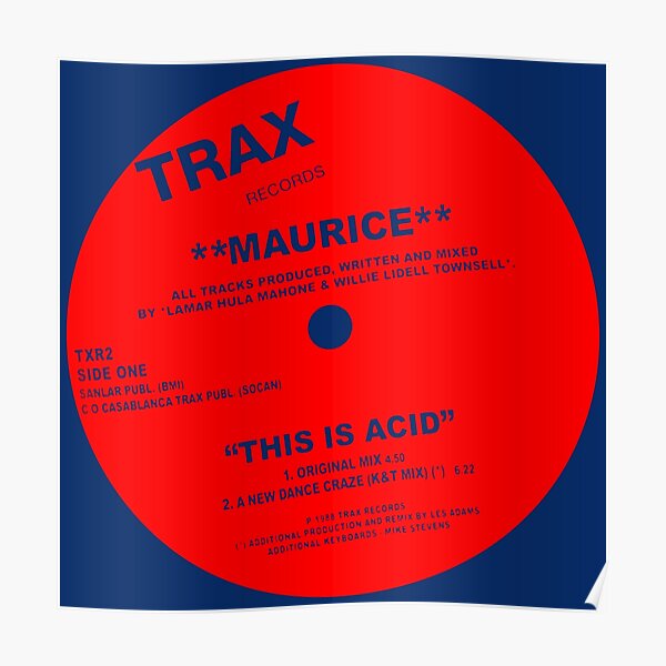 "Maurice - This is Acid - Trax Records" Poster for Sale by Lick-Design ...