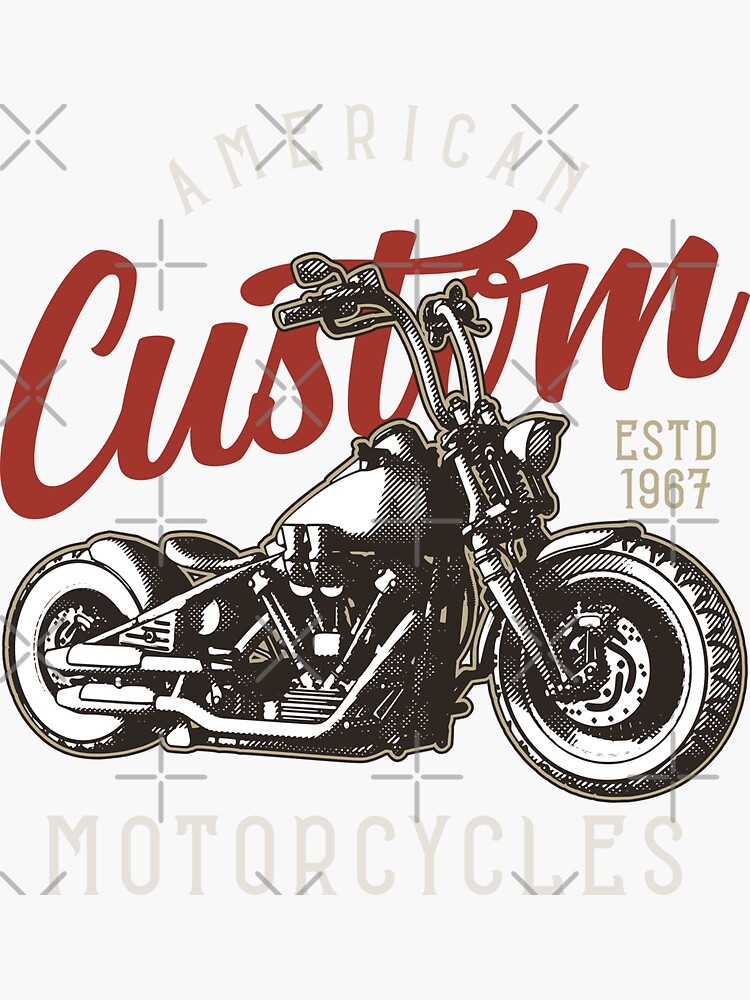 "American Custom Bike Chopper Motorcycle Biker" Sticker for Sale by ...