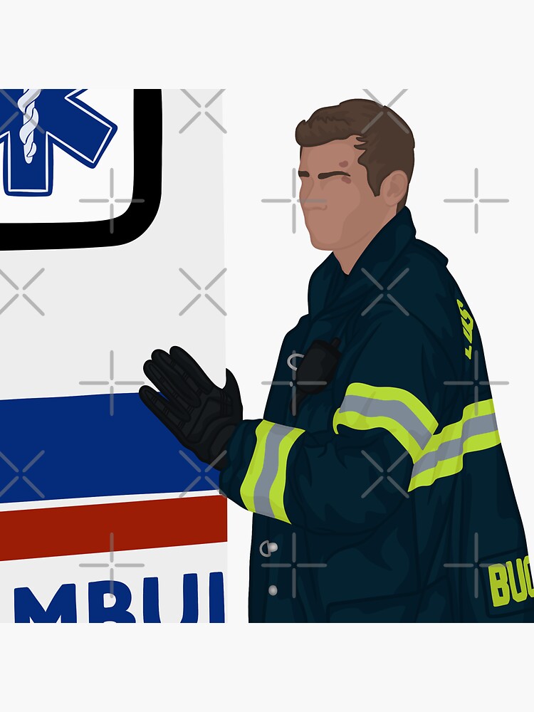 "Evan 'Buck' Buckley | 911" Sticker for Sale by icantdrawfaces | Redbubble