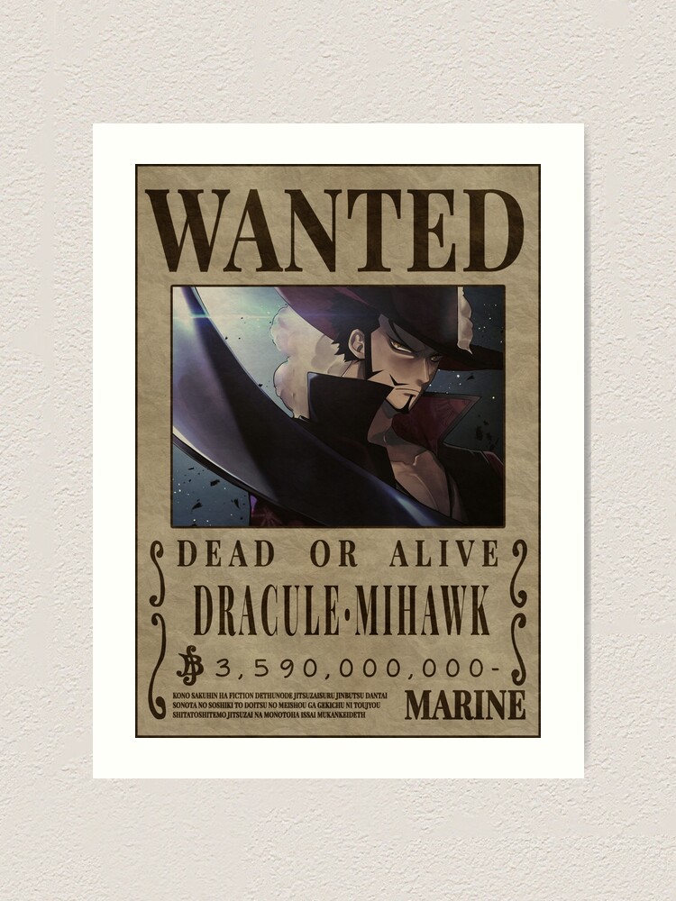 Kunstdruck for Sale mit "Dracule Mihawk One Piece Hawkeye Bounty Poster ...