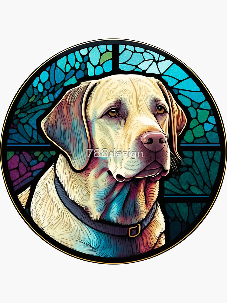 "Labrador retriever dog portrait, stained glass" Sticker for Sale by ...