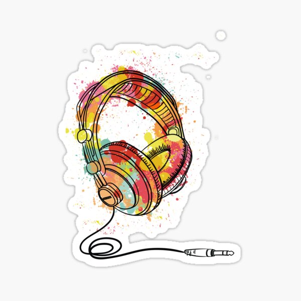 "Headphones" Sticker for Sale by annaandron | Redbubble