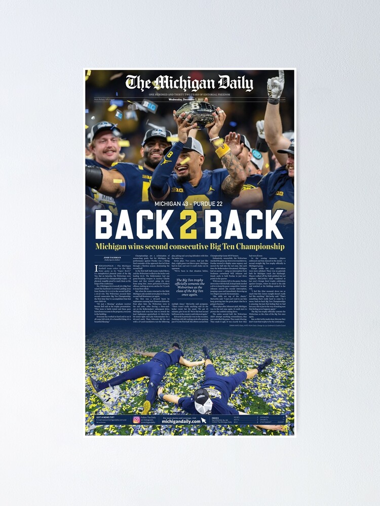 "12/7 The Michigan Daily Front Cover Big Ten Champions" Poster for Sale ...