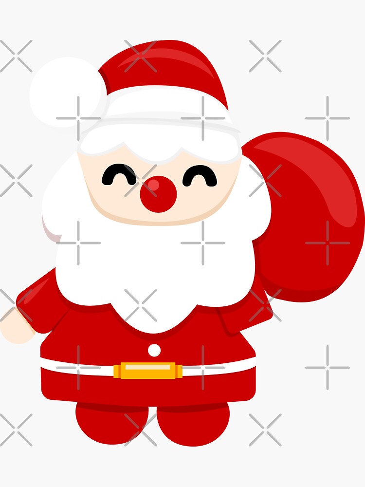 "Adorable Christmas Red Nose Santa with His Red Sack in Red" Sticker ...