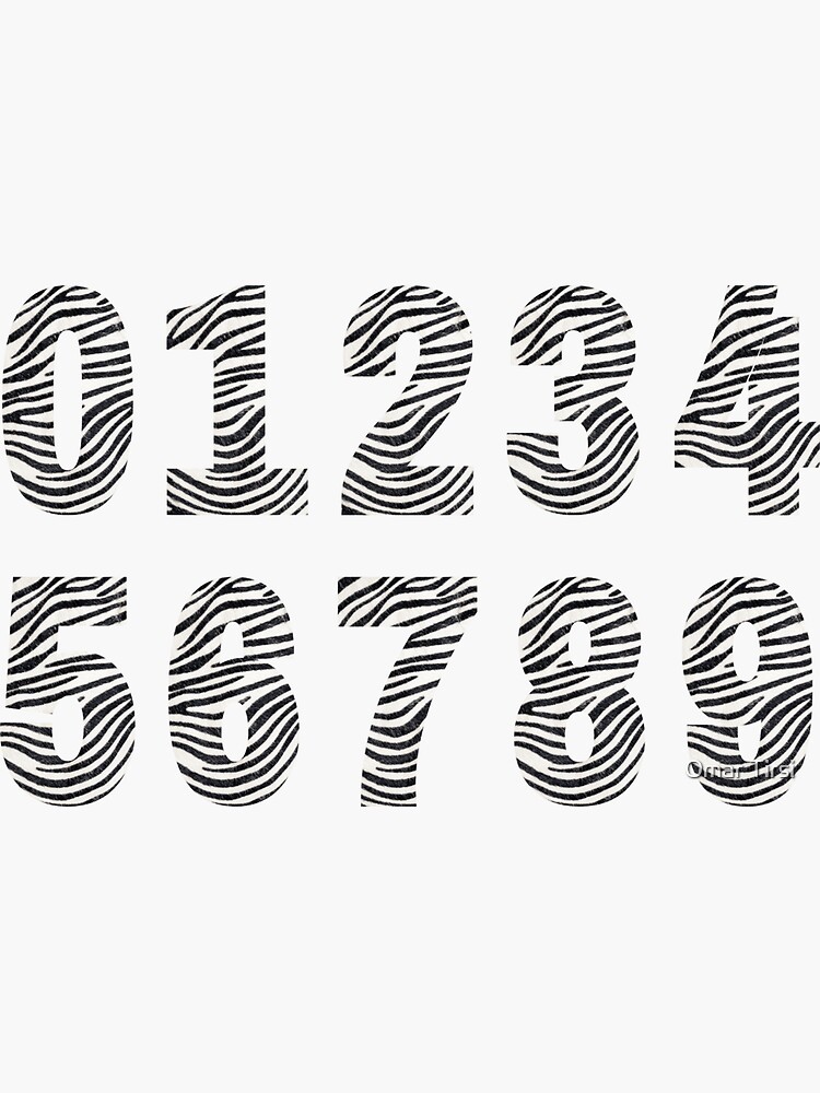 "Zebra Pattern Numbers " Sticker for Sale by tirsiomar | Redbubble