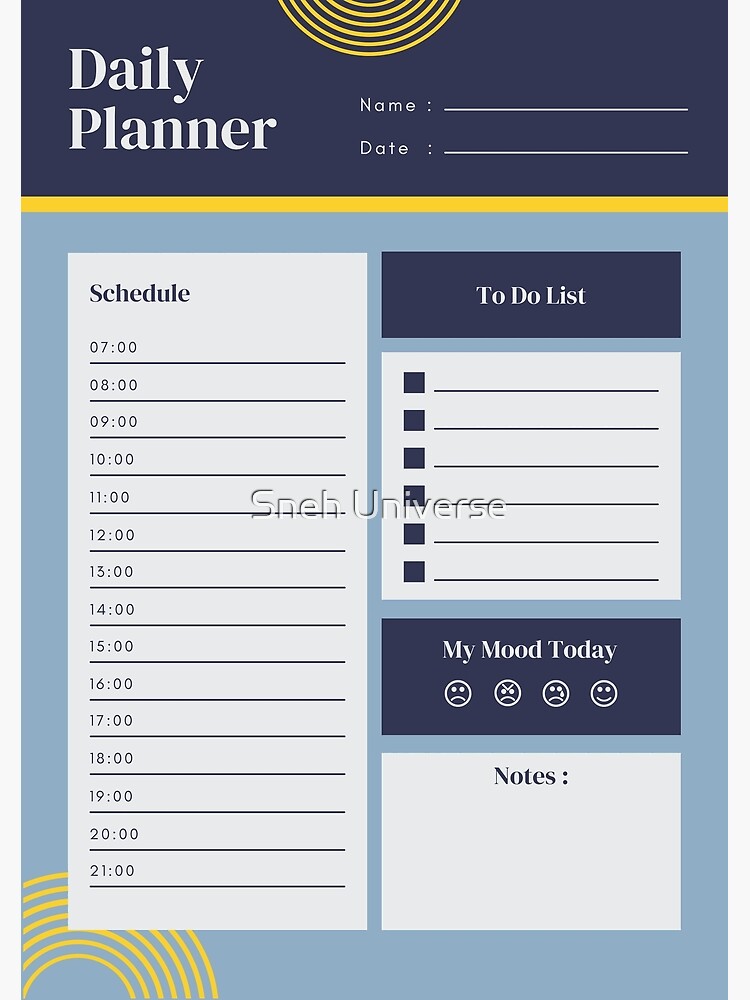 "Daily Planner blue and yellow" Photographic Print for Sale by ...