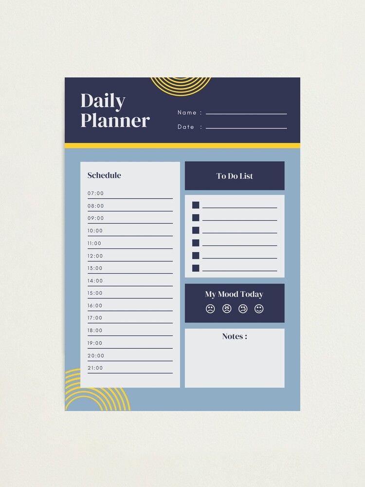 "Daily Planner blue and yellow" Photographic Print for Sale by ...