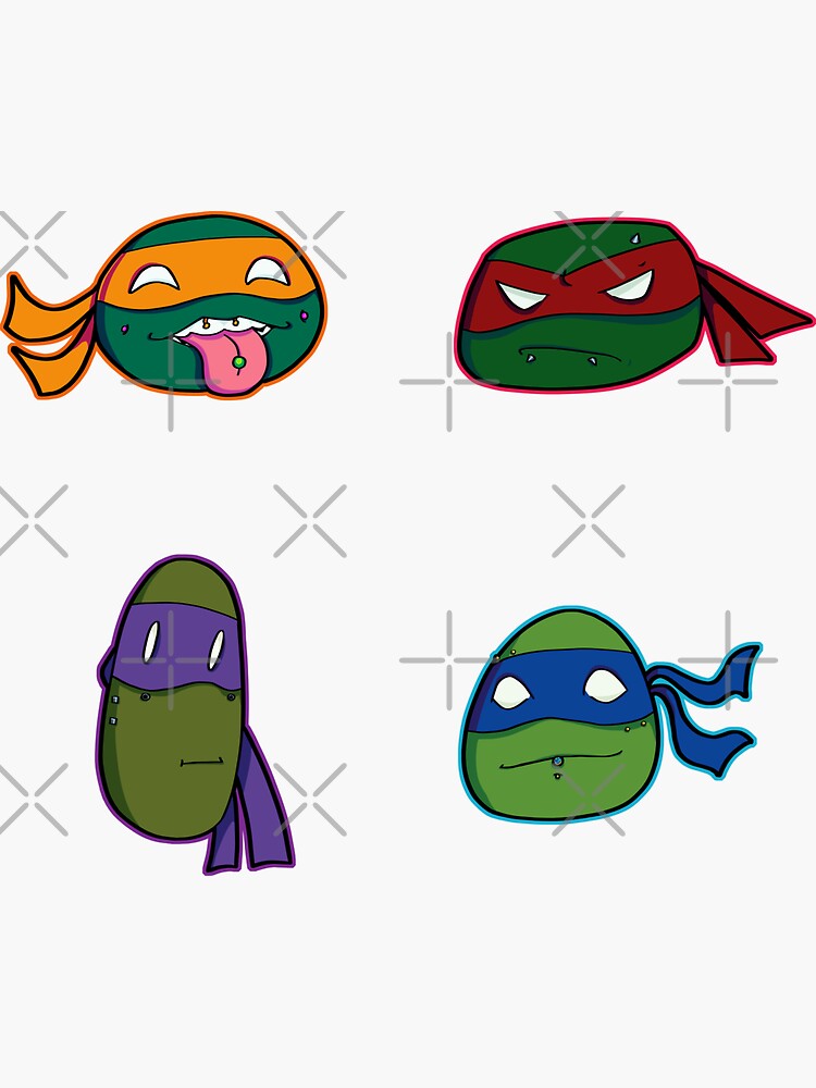 "TMNT with Piercings Sticker Set" Sticker for Sale by 616KOIBOI | Redbubble