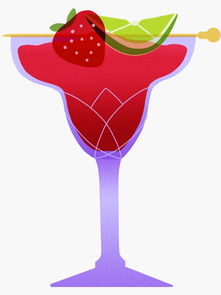 "Strawberry Daiquiri Cocktail" Sticker for Sale by antevasinart | Redbubble