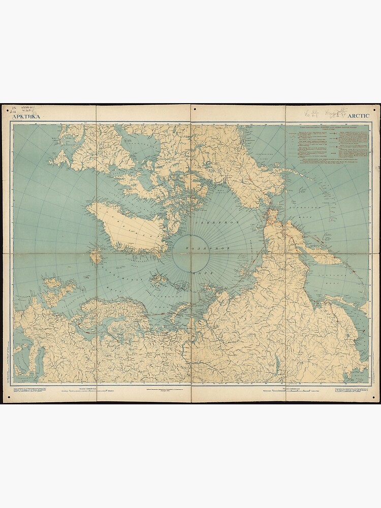 Polar map Chelyuskin steamboat sailing and rescue routes Premium Matte ...