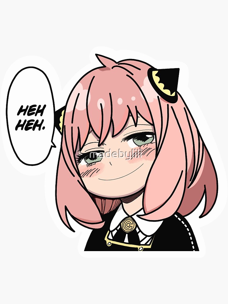 "Anya heh heh" Sticker for Sale by madebylili | Redbubble