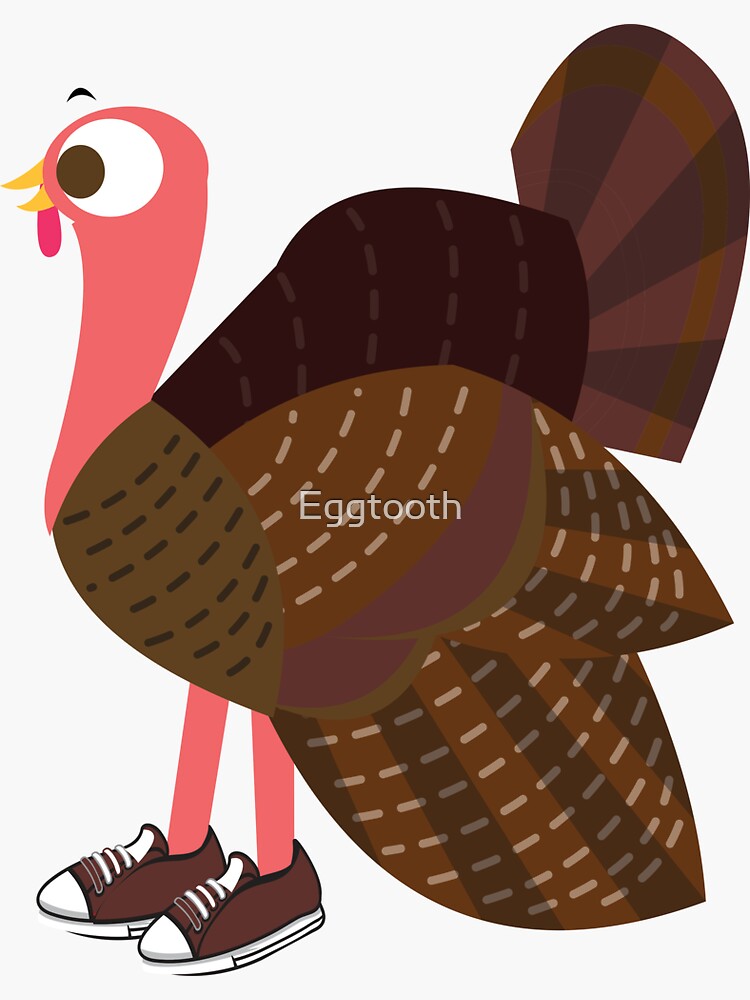 "Cute Cartoon Turkey Runner wearing sneakers" Sticker by Eggtooth ...
