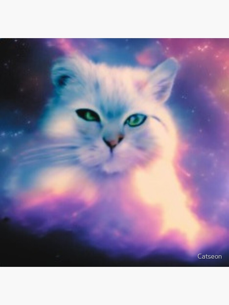 "Cute cosmic kitty | Night " Sticker for Sale by Catseon | Redbubble