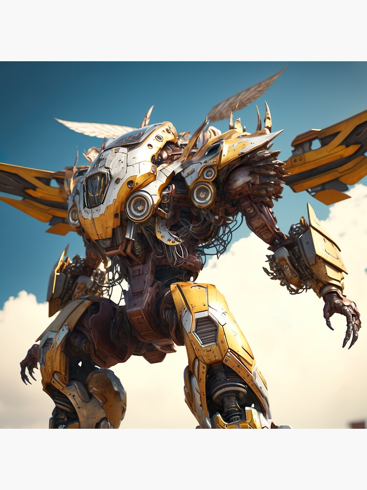 "Flying Warrior Mech" Sticker for Sale by GenGallery | Redbubble